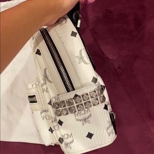 MCM | Bags | Mcm Logo White Mini Backpack | Poshmark